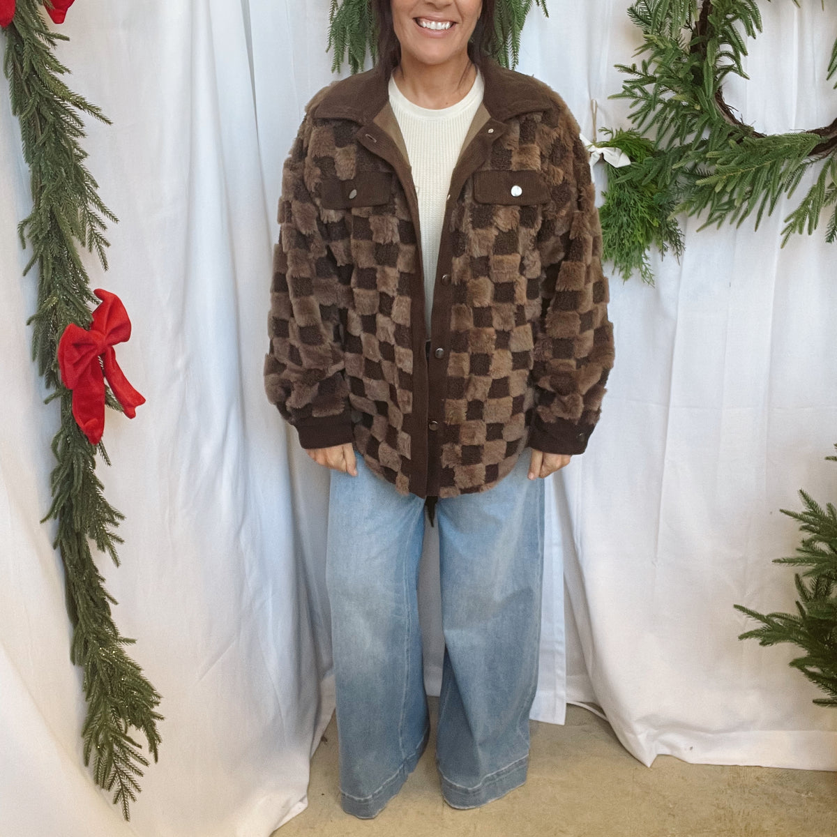 Dark Brown Checkered Jacket – The Silo Boutique
