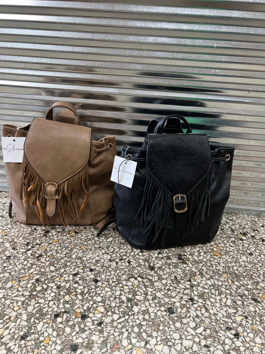Jen and Co Jewel Bucket Backpack Purse w/ Fringe – The Silo Boutique