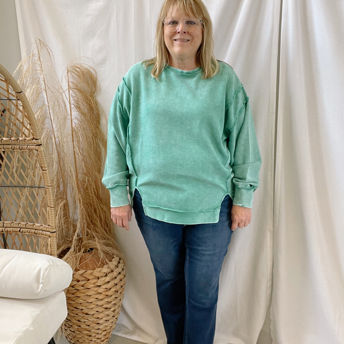 Zen Waffle Knit Long Sleeve Top-Kelly Green – The Silo Boutique
