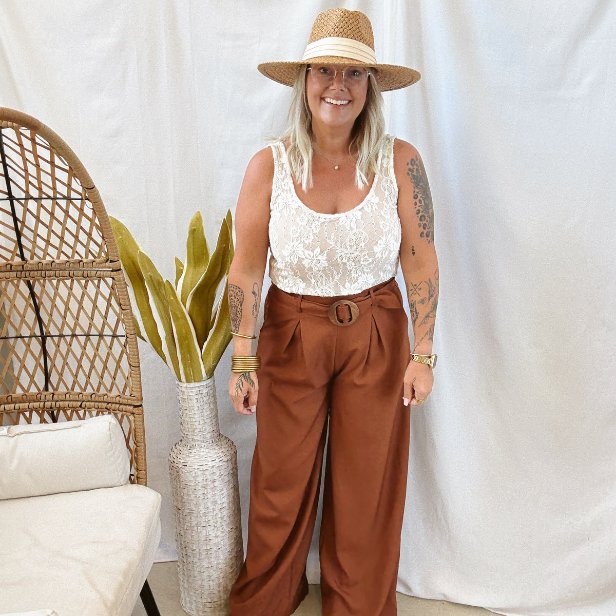 Camel Belted Wide Leg Pants – The Silo Boutique