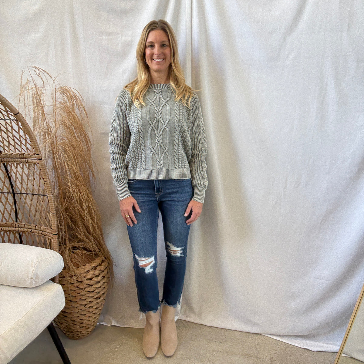 Missy Cable Sweater-Sage – The Silo Boutique