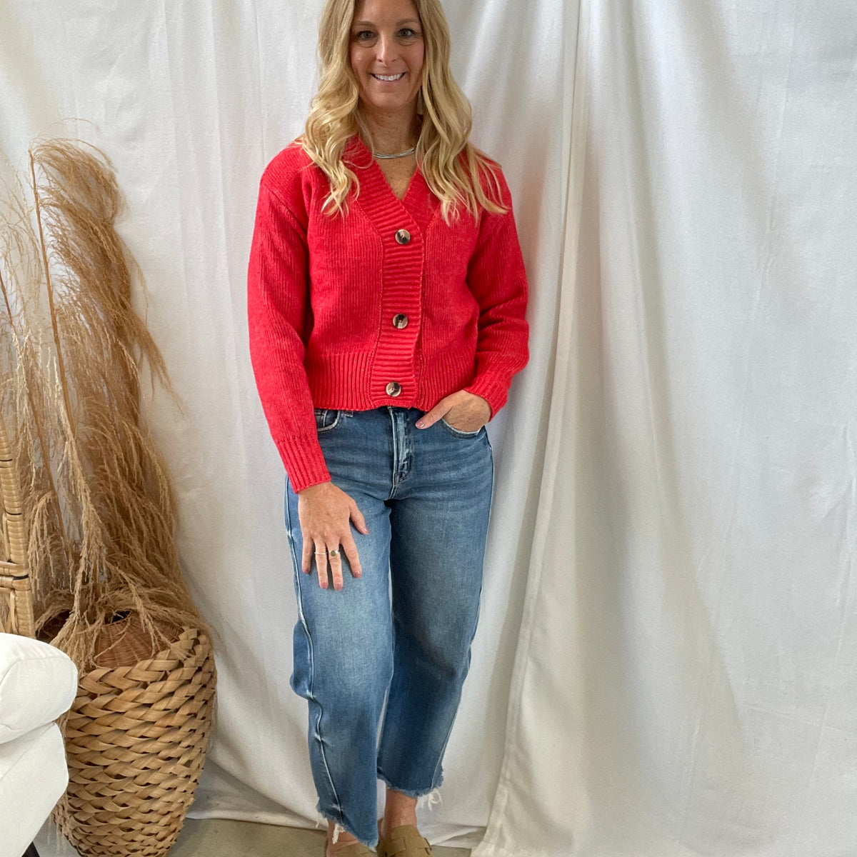 Zen Button Down Cardigan-Red – The Silo Boutique