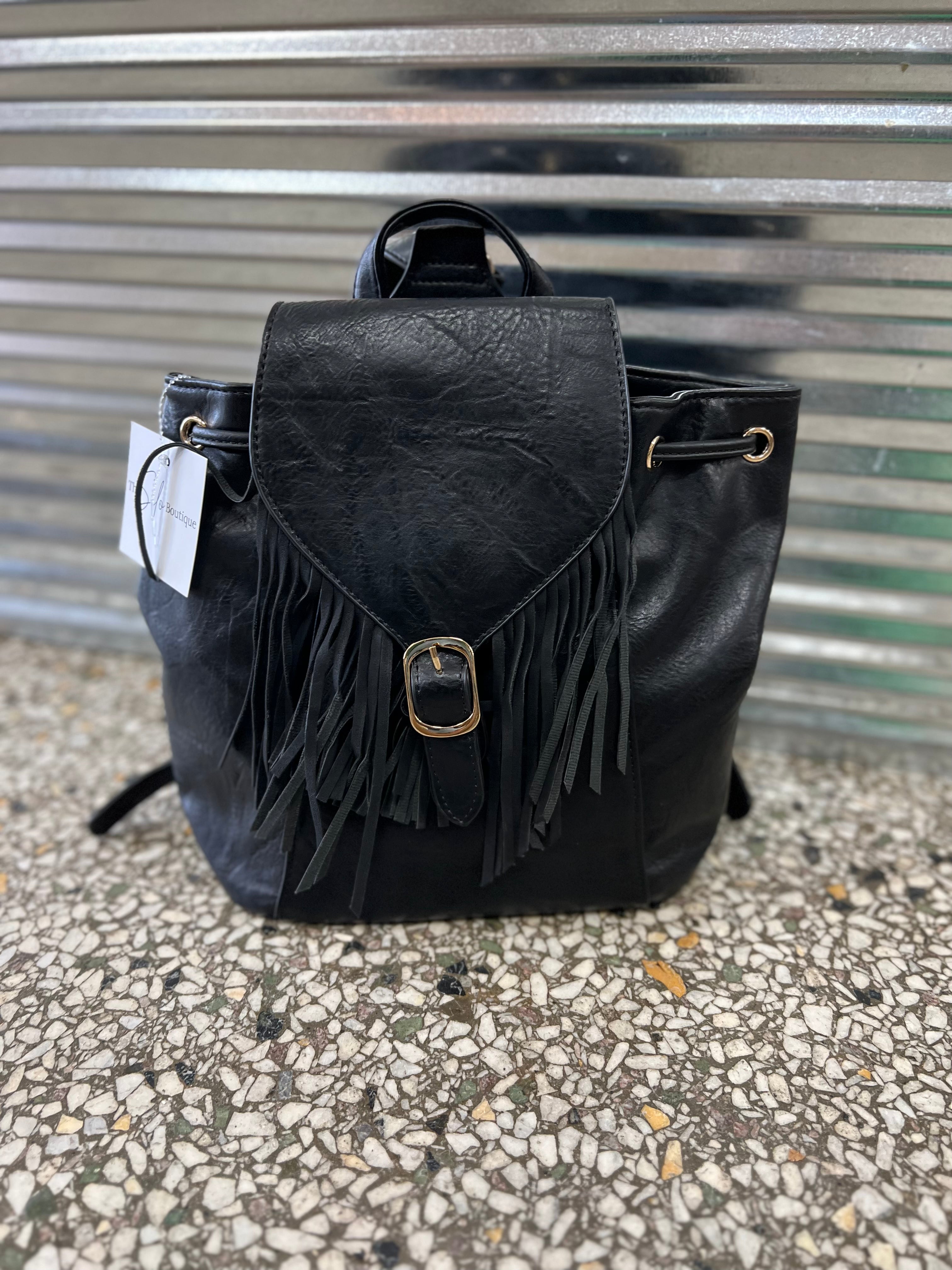 Jen and Co Jewel Bucket Backpack Purse w/ Fringe – The Silo Boutique